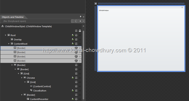 Customizing Silverlight ChildWindow Style using Blend | Kunal Chowdhury